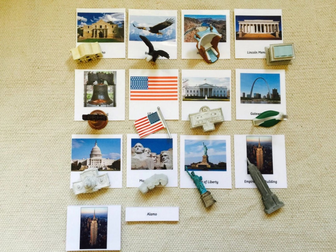 Montessori U.S. Monuments 5 Parts Cards With Extra Large Replicas Home ...