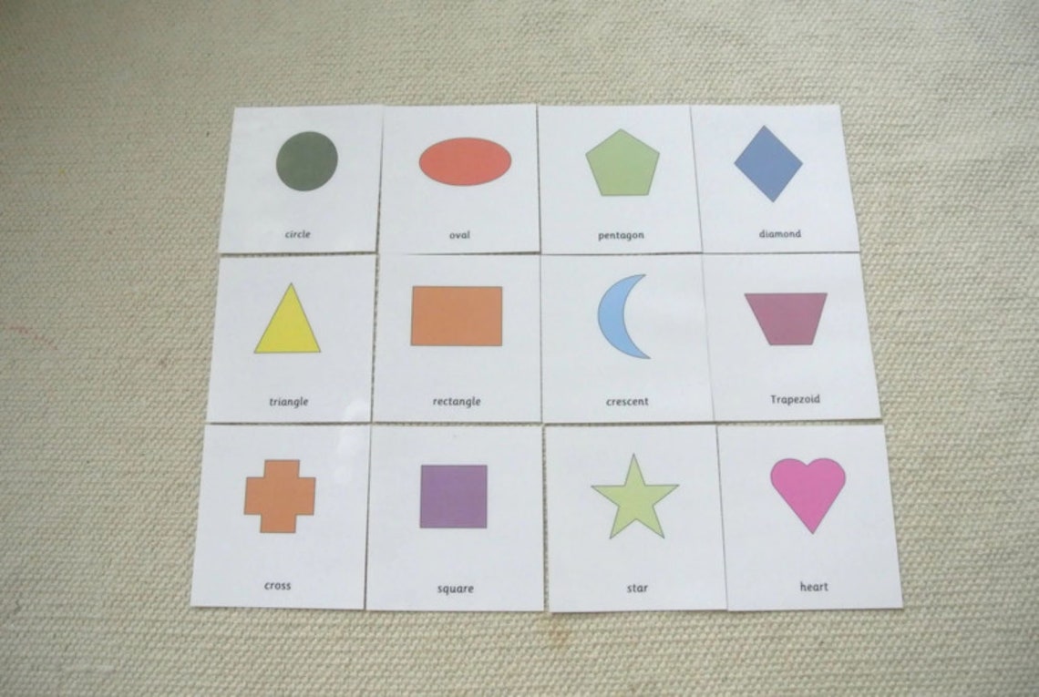 Montessori Geometric Shape Cards 3 Parts Cards - Etsy