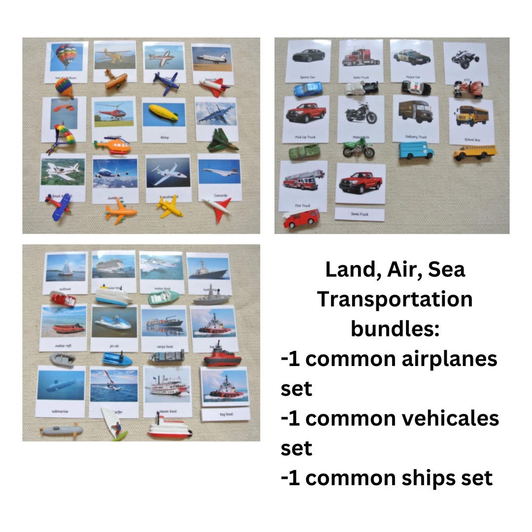 Montessori Common Transportation Bundle Car Vehicles, Airplanes, Ships ...