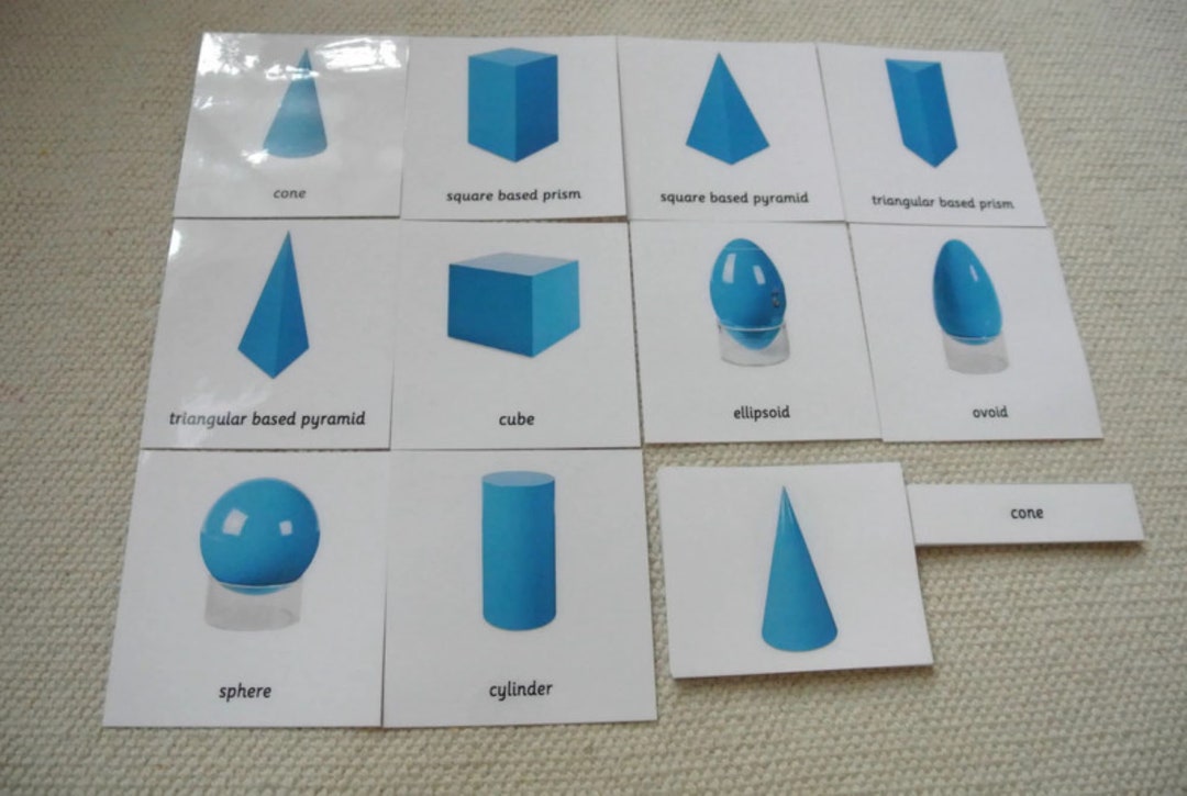 Montessori Geometric Solids 3 Parts Cards Homeschool Classroom ...