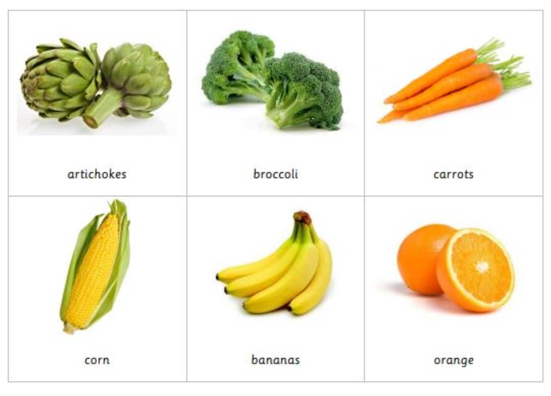 Montessori Common Fruits and Vegetables 3 Parts Cards Digital PDF ...