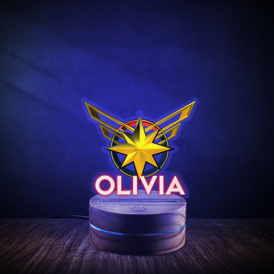 Captain Marvel 3D LED Night Light Lamp Illusion Night Light | Etsy