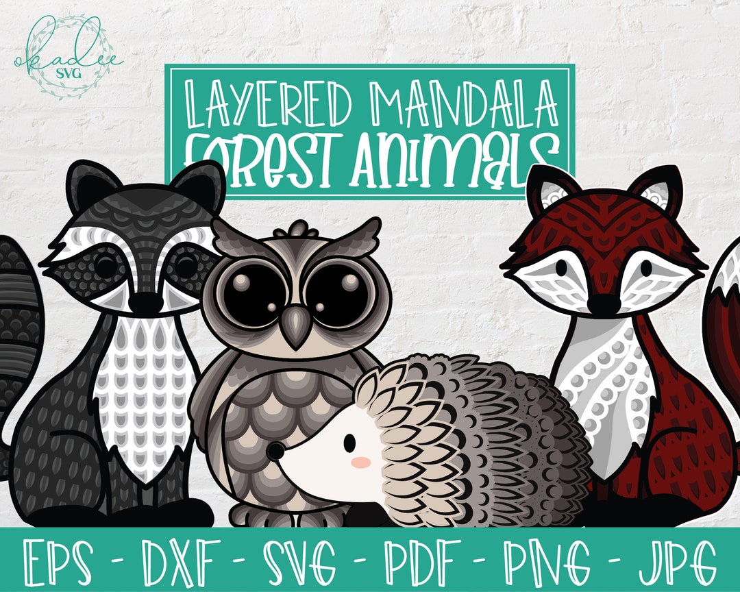 3D Mandala Forest Animal Bundle, Layered Mandala, 3D Fox SVG, Raccoon ...