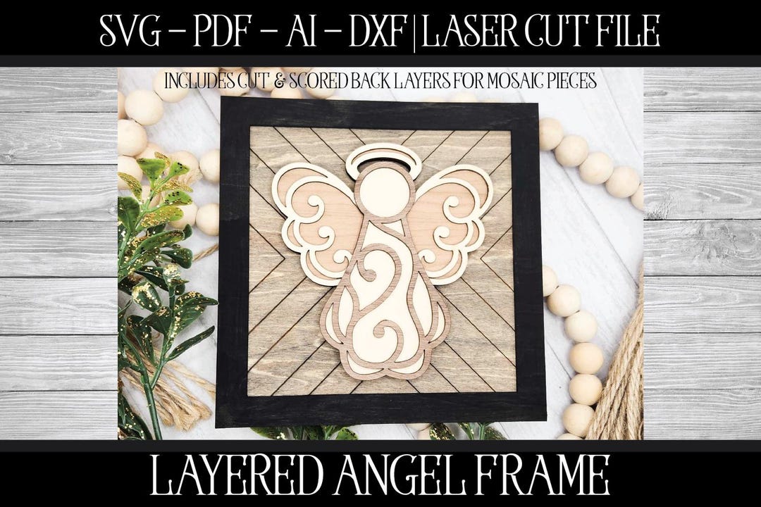Layered Angel Frame, Laser Cut Angel, Glowforge Layered Frame, Laser ...