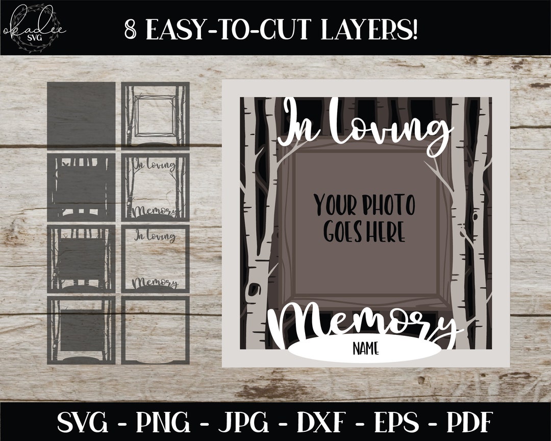 In Memory of SVG, Memorial Gift, Shadowbox SVG, 3D Svg, Layered Svg, in ...