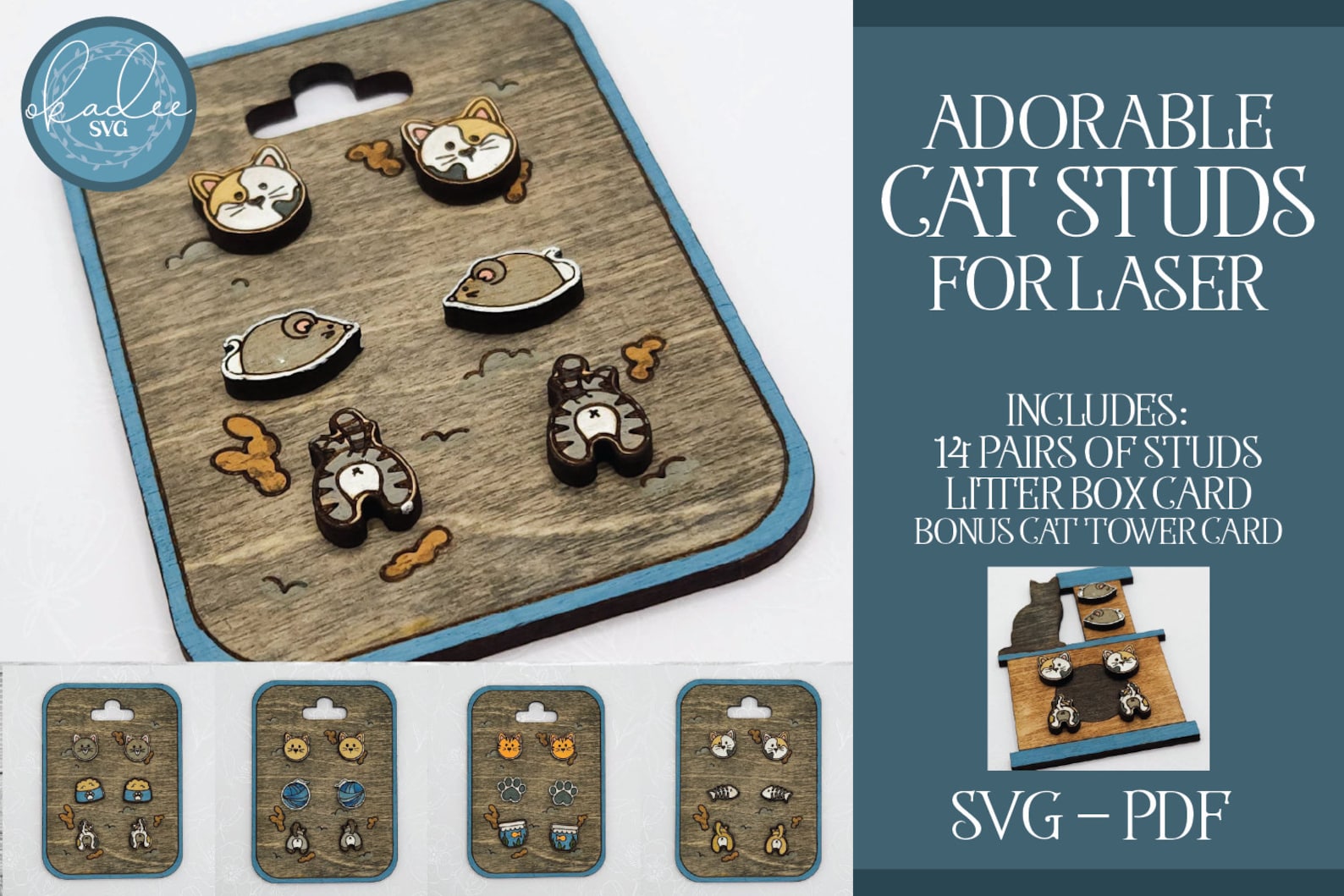 Cat Stud SVG, Stud Earring SVG, Laser Cut Stud Earring, Glowforge Stud ...