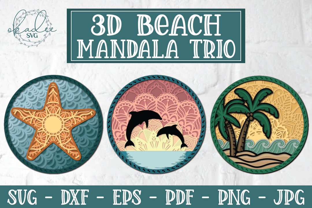 3D Beach Mandala SVG, 3D Mandala SVG, Layered Mandala SVG, Beach Svg ...