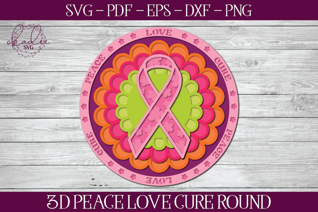 3D Cancer SVG Papercut Cancer Ribbon 3D Flower SVG Floral - Etsy