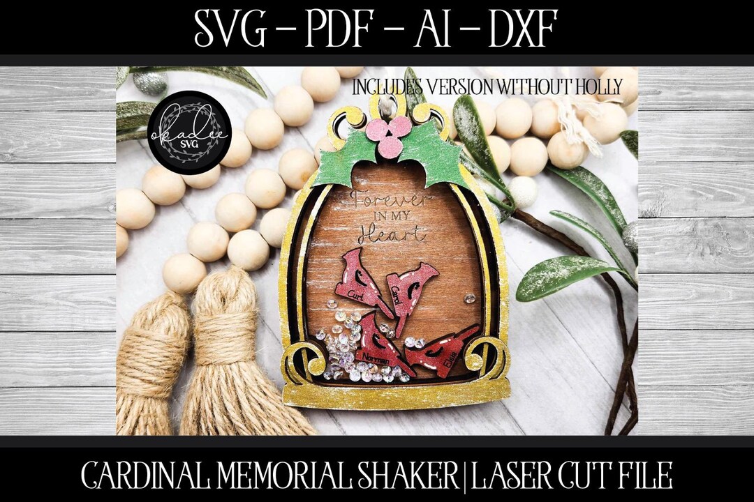 Cardinal Shaker File, Laser Cut Shaker, Glowforge Ornament, Shaker ...