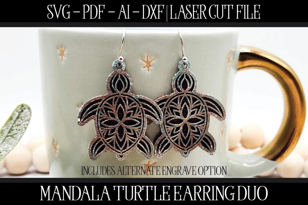 Turtle Earring SVG, Laser Turtle Earring, Glowforge Earring, Laser File ...