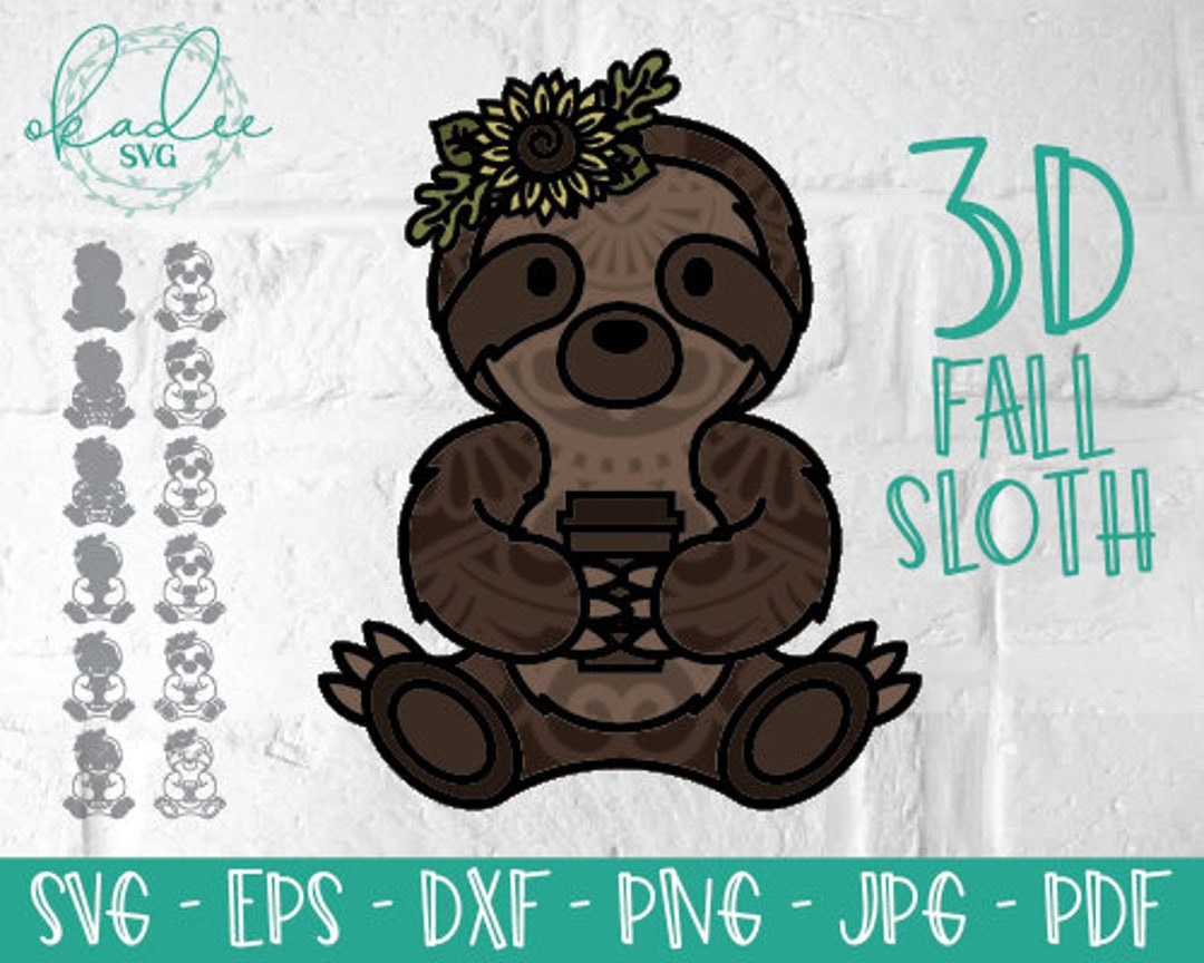 3D Fall Sloth, 3D Sloth SVG, Layered Sloth Mandala, 3D Sloth Mandala ...