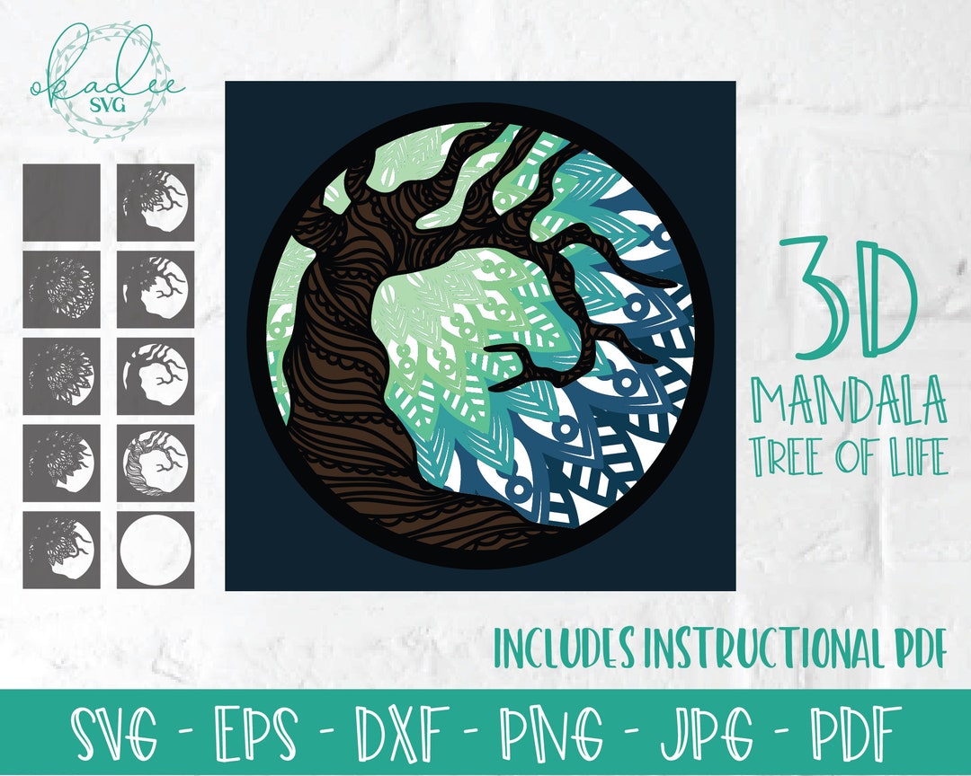 Tree of Life SVG, 3D Mandala SVG, Layered Mandala SVG, Papercut Svg ...