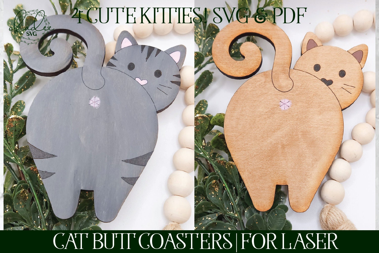 Cat Butt Coaster, Laser Cut File, Coaster SVG, Glowforge File, Laser ...