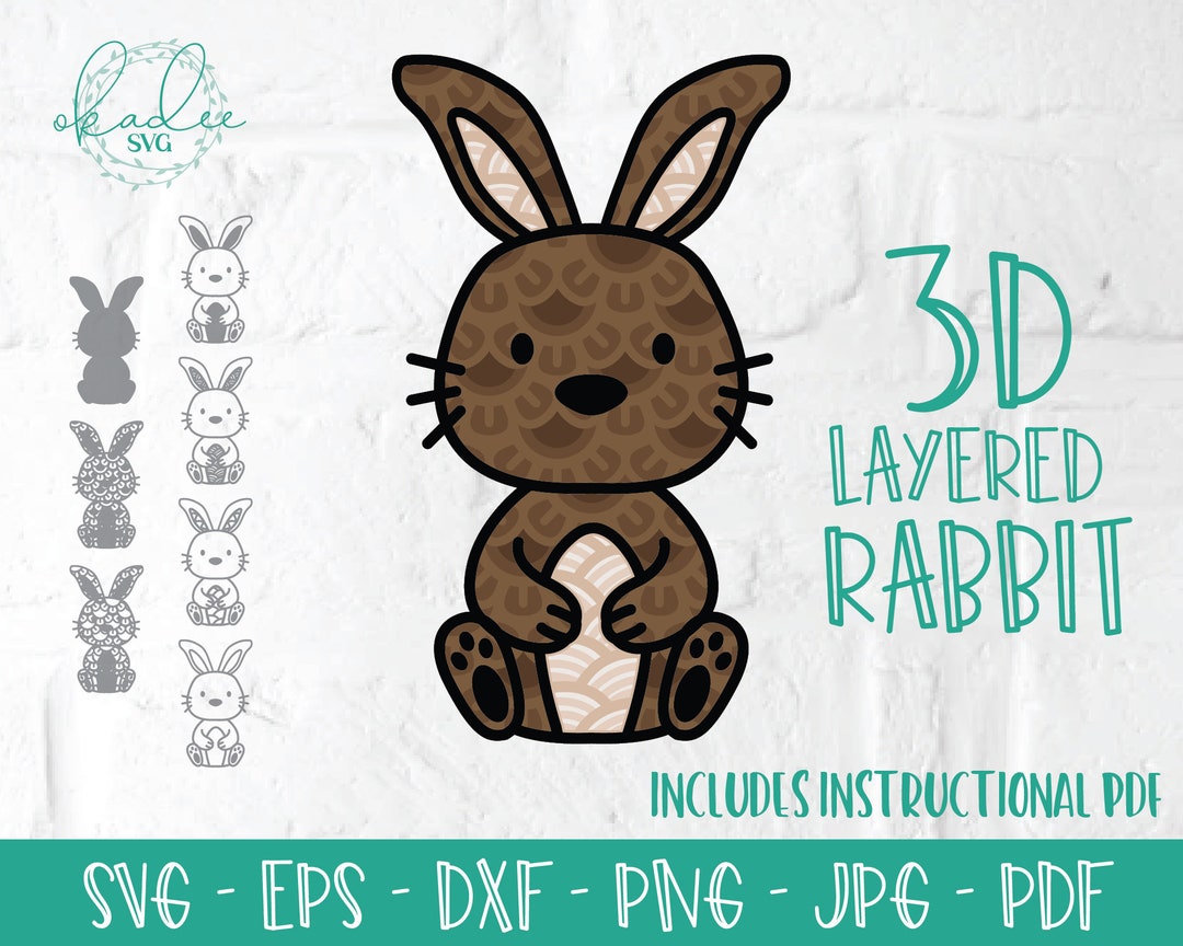 3D Layered Rabbit, 3D Mandala Forest Animal, Layered SVG, Rabbit SVG ...