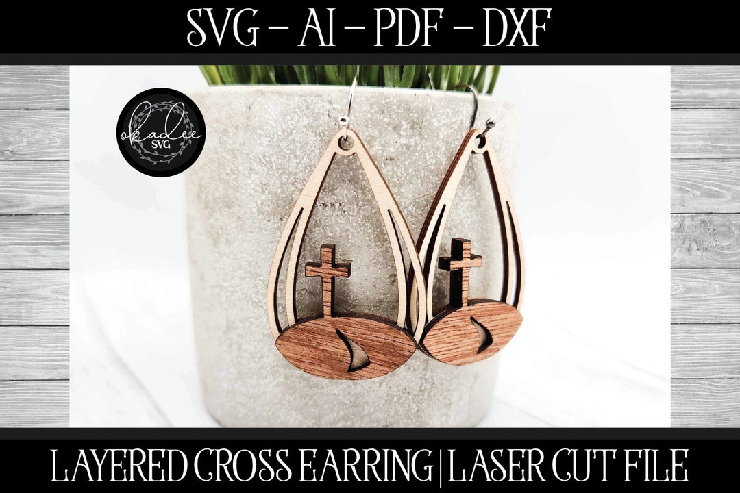 Cross Earring SVG, Jesus Cross SVG, Glowforge Easter, Laser File ...