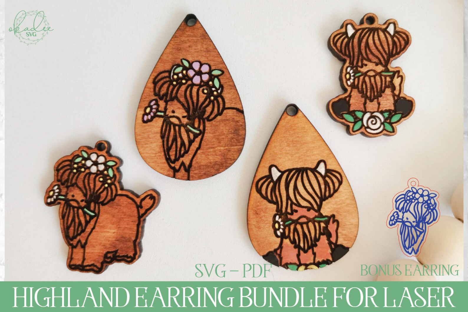 Cow Earring SVG Highland Earring Svg Laser Cut Earring - Etsy