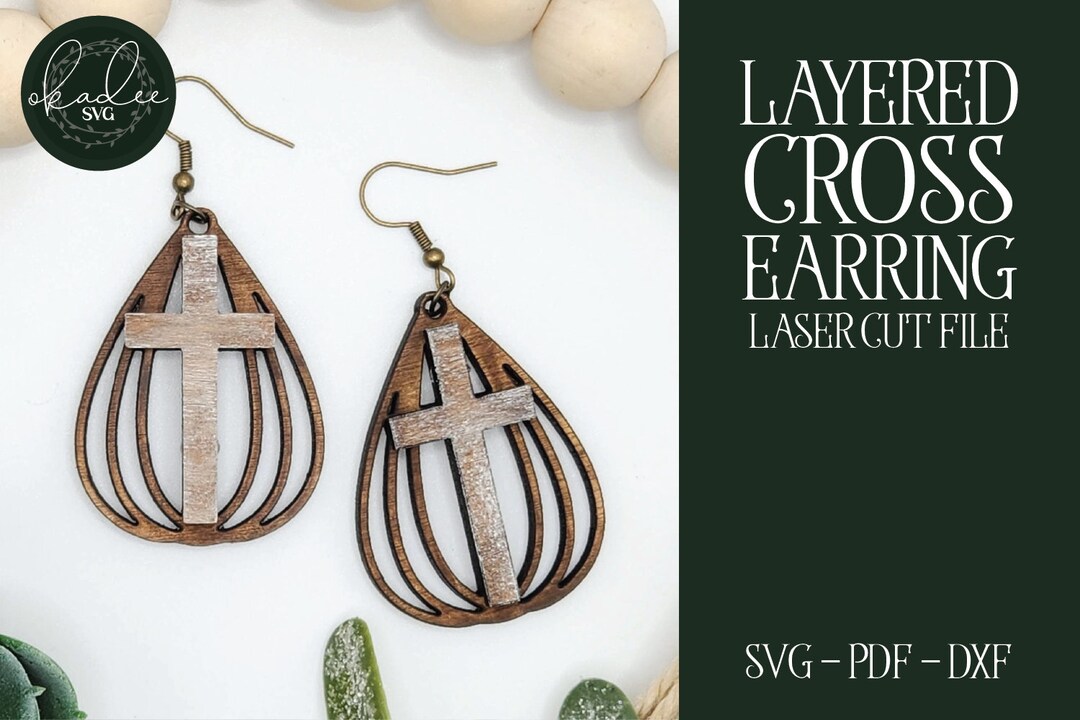 Cross Earring SVG, Earring Laser File, Glowforge Earring, Cross Laser ...