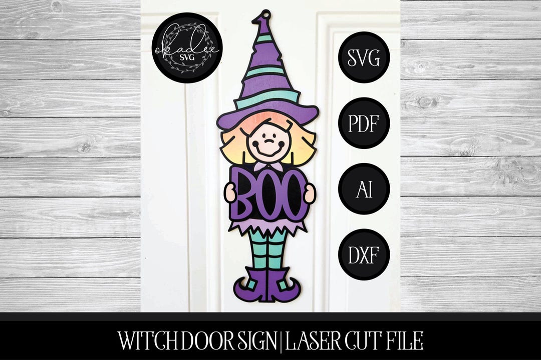 Witch BOO Door Hanger Laser Cut File: Halloween SVG (digital Download ...