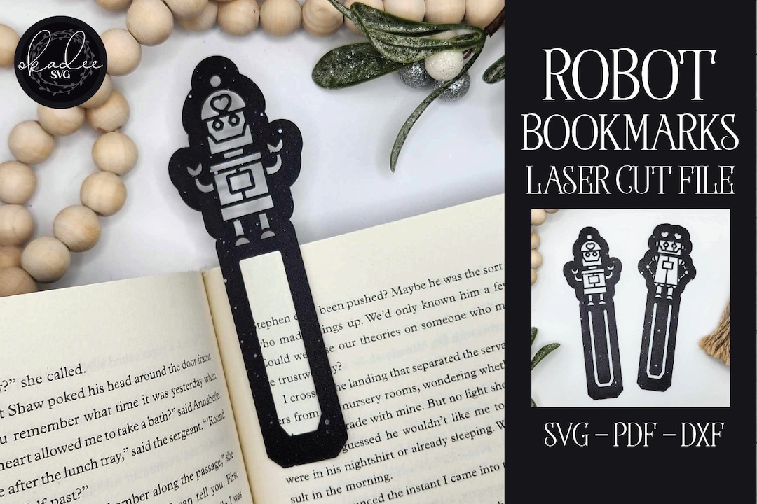 Laser Cut Bookmark, Robot Bookmark, Laser Cut File, Laser Cut Robot ...