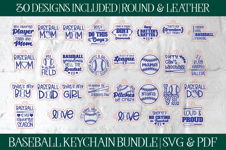 Baseball Keychain SVG, Keychain Bundle SVG, Laser Cut Keychain, Laser ...