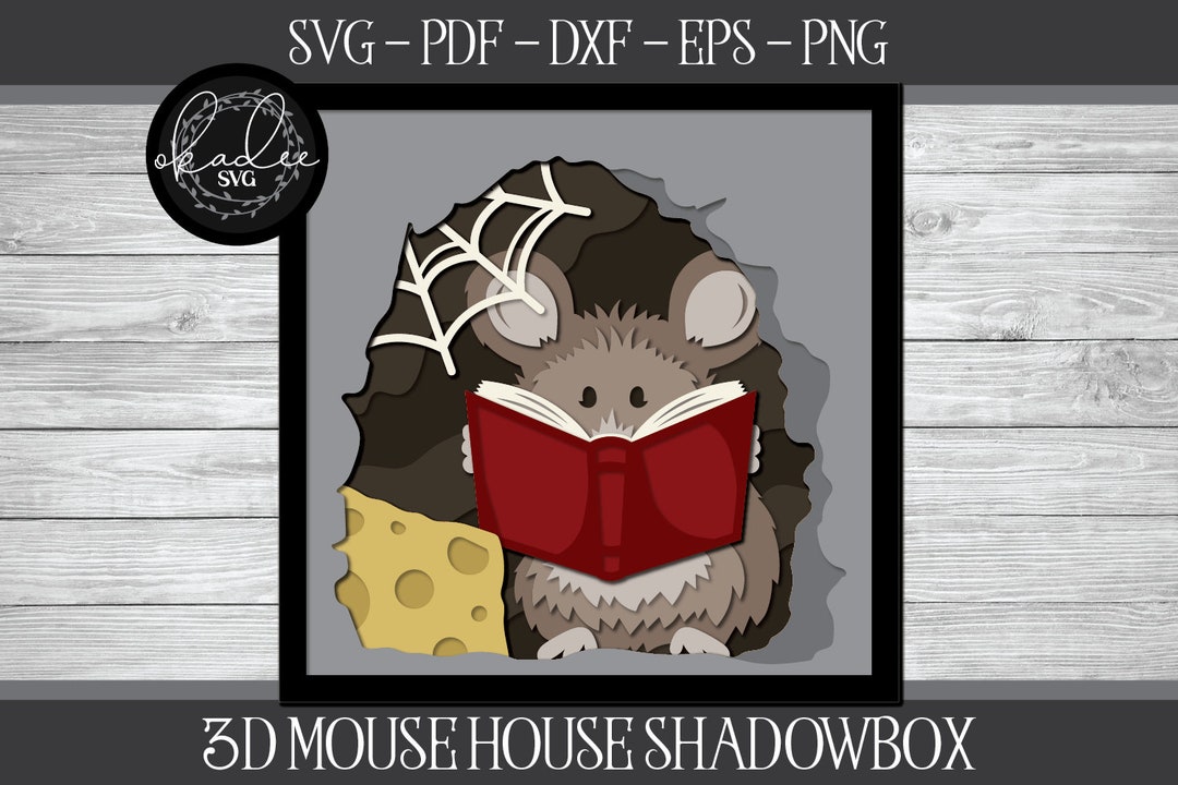 3D Mouse Shadowbox, Shadowbox Cut File, Cricut Shadowbox, Cute Mouse ...