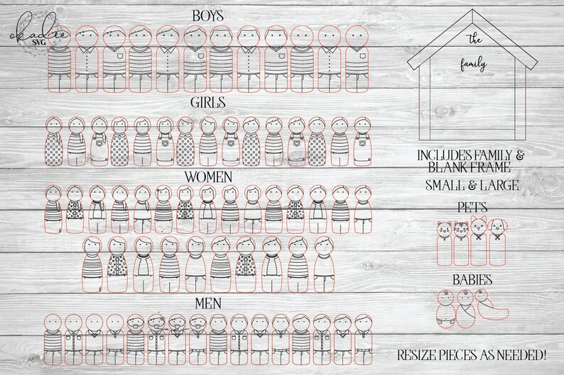 Peg Doll Laser Cut Peg Doll Family SVG Laser Cut Family SVG - Etsy