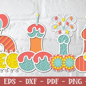 3D Birthday Peen SVG, Layered SVG, Birthday Svg, Party Svg, 3D Birthday ...
