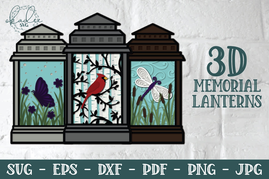 3D Memorial Lantern, 3D Memorial SVG, Layered Memorial, 3D Cardinal SVG ...