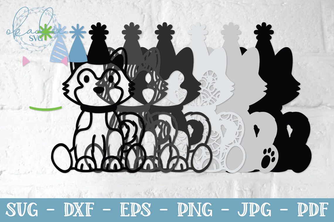 3D Birthday Puppies SVG, 3D Birthday SVG, Layered Birthday SVG, Happy ...