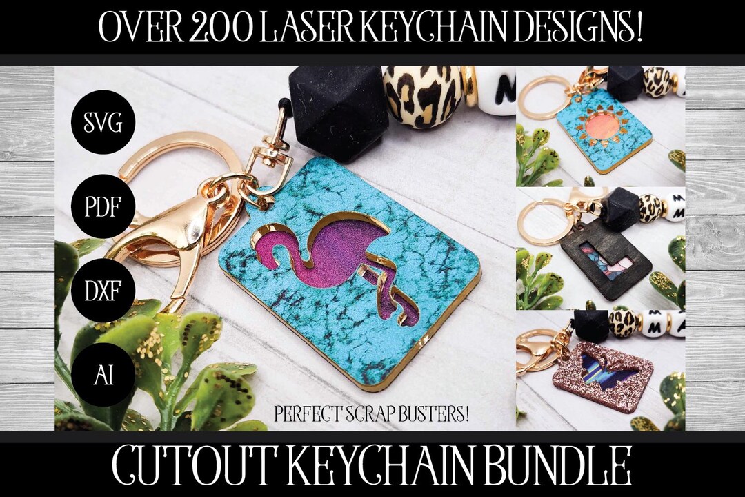 Huge Keychain File Bundle, Laser Cut Scrap Buster, Glowforge Keychains ...