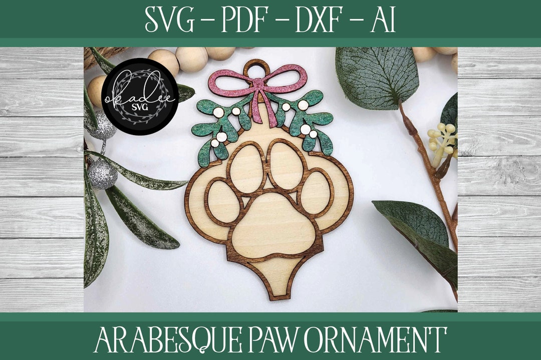 Paw Print Ornament, Laser File, Laser Cut Dog, Glowforge Pet, Laser Pet ...