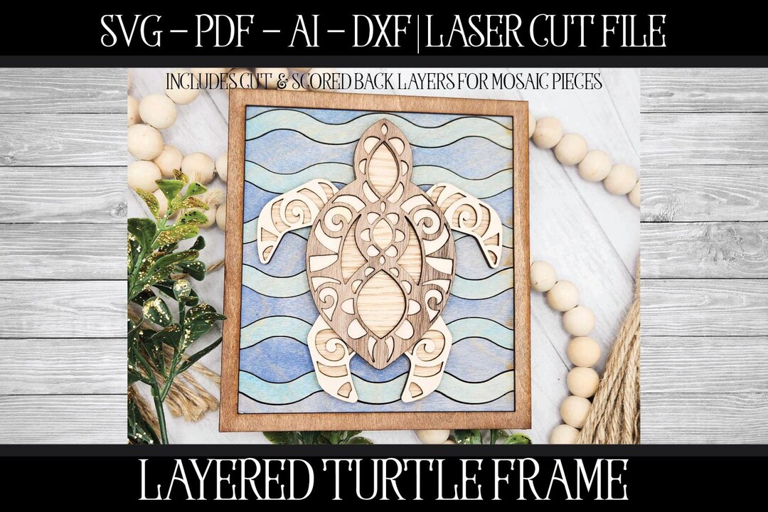 Layered Turtle Frame, Laser Cut Turtle, Glowforge Layered Frame, Laser ...