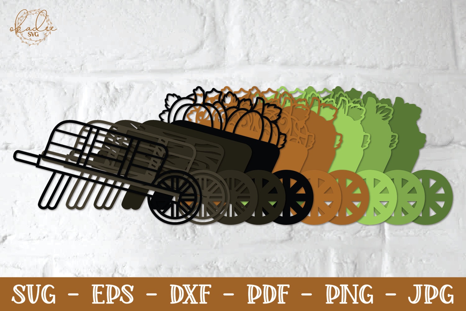 3D Pumpkin Cart, Wheelbarrow SVG, 3D Wheelbarrow Svg, Layered Fall Svg ...