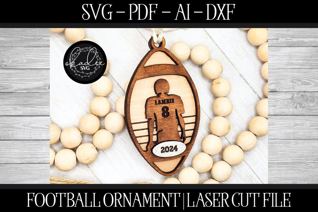 Football Laser File, Laser Cut Ornament, Glowforge File, Laser SVG ...