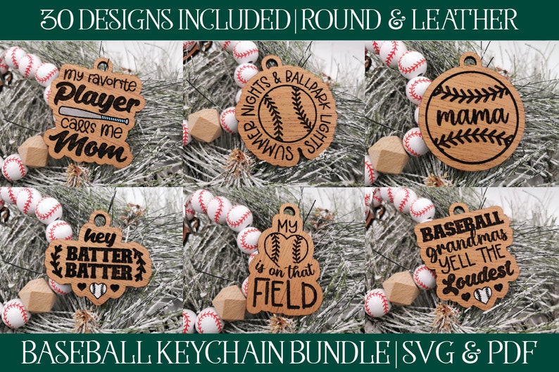 Baseball Keychain SVG, Keychain Bundle SVG, Laser Cut Keychain, Laser ...