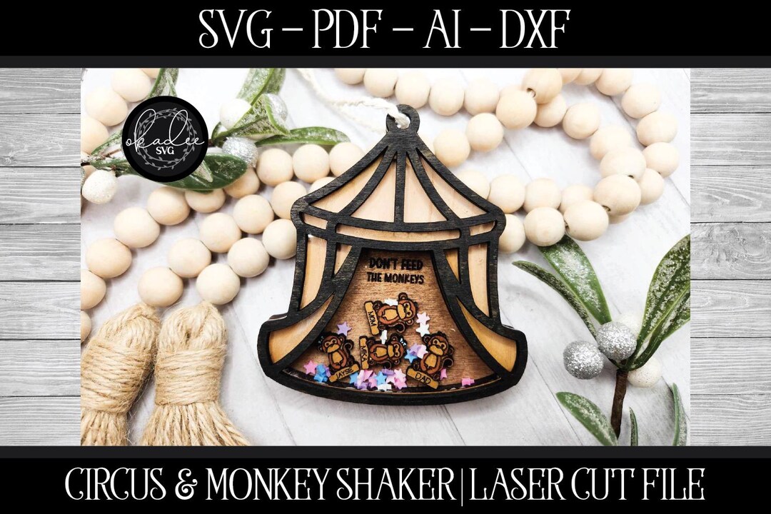 Monkey Shaker File, Laser Cut Shaker, Glowforge Ornament, Shaker ...