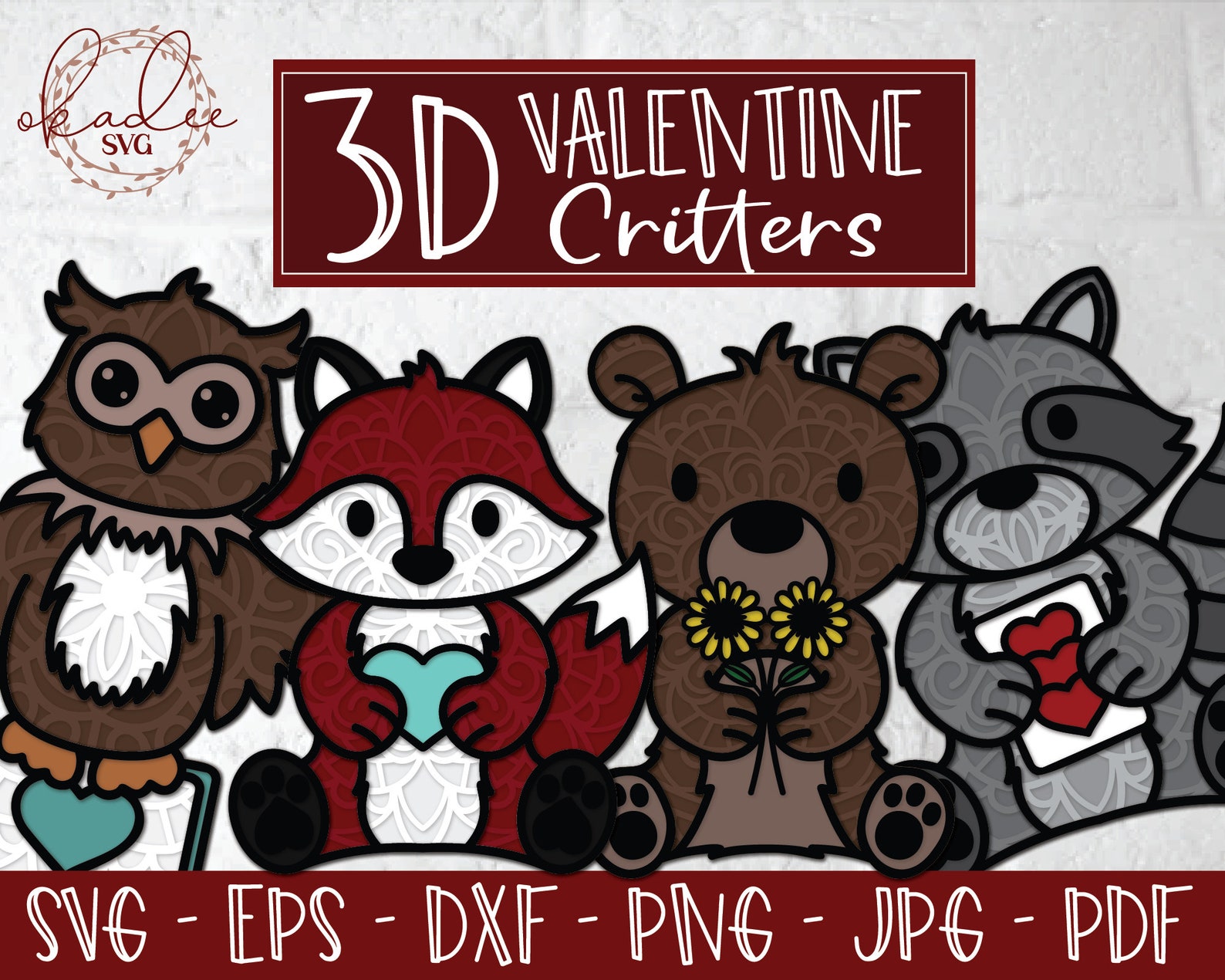 3D Valentine Critters Bundle Valentine SVG Valentine - Etsy