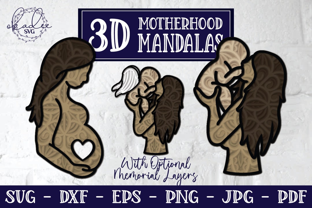 3D Motherhood Mandalas, Mother's Day Mandala, 3D Mandala, 3D SVG ...