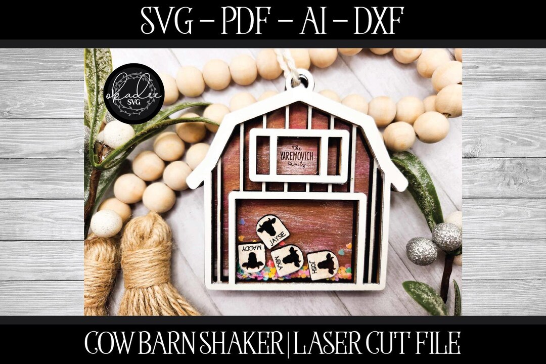 Cow Barn Shaker File, Laser Cut Shaker, Glowforge Ornament, Shaker ...
