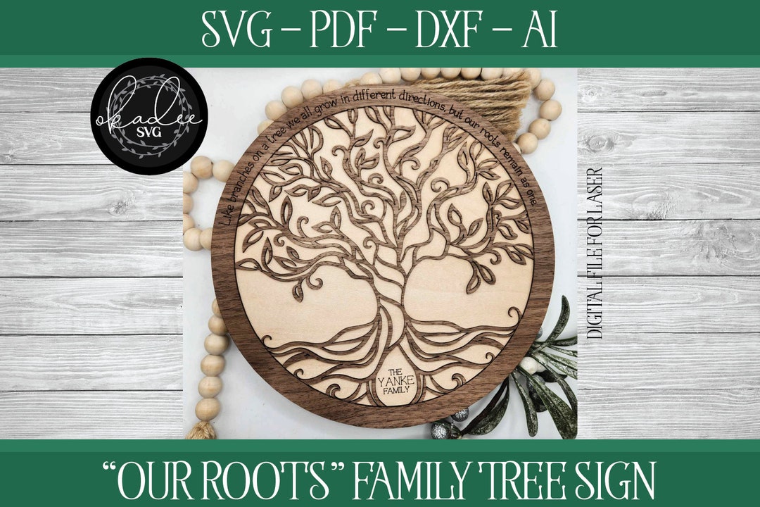Family Tree Laser File, Laser Cut Family Tree, Glowforge Family Tree ...
