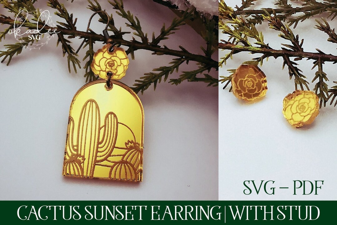 Cactus Earring SVG, Laser Cactus Earring, Earring Dangle Earring, Laser ...