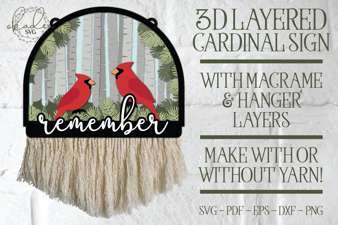 3D Macrame Cardinal, 3D Layered Macrame, Papercut Macrame Cardinal ...