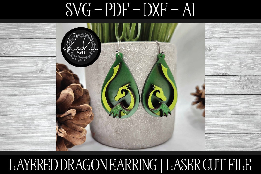 Dragon Earring SVG, Dragon Earring Laser File, Glowforge Earring, Laser ...