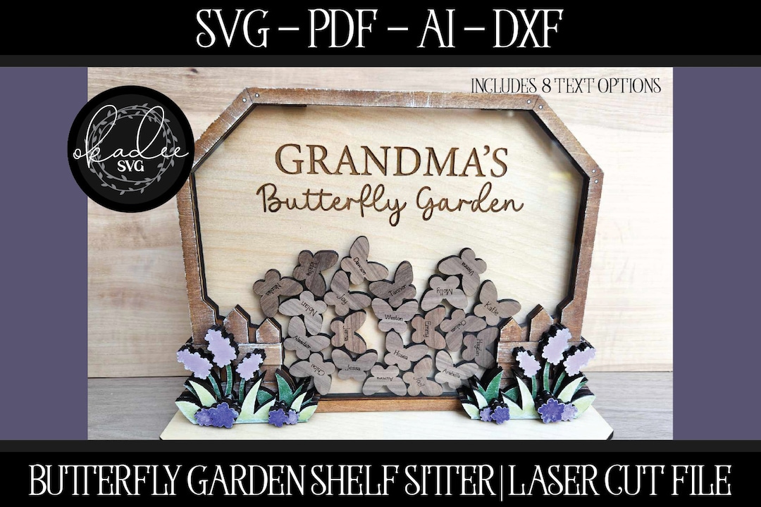 Butterfly Garden SVG, Glowforge Butterfly, Glowforge File, Laser File ...