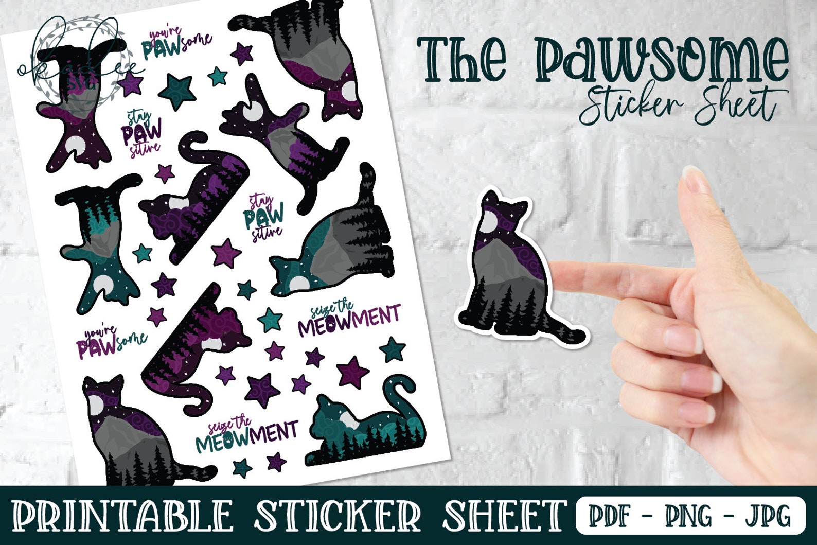 Sticker, Printable Sticker, Cat Sticker, Cricut, Sticker Sheet, Planner ...