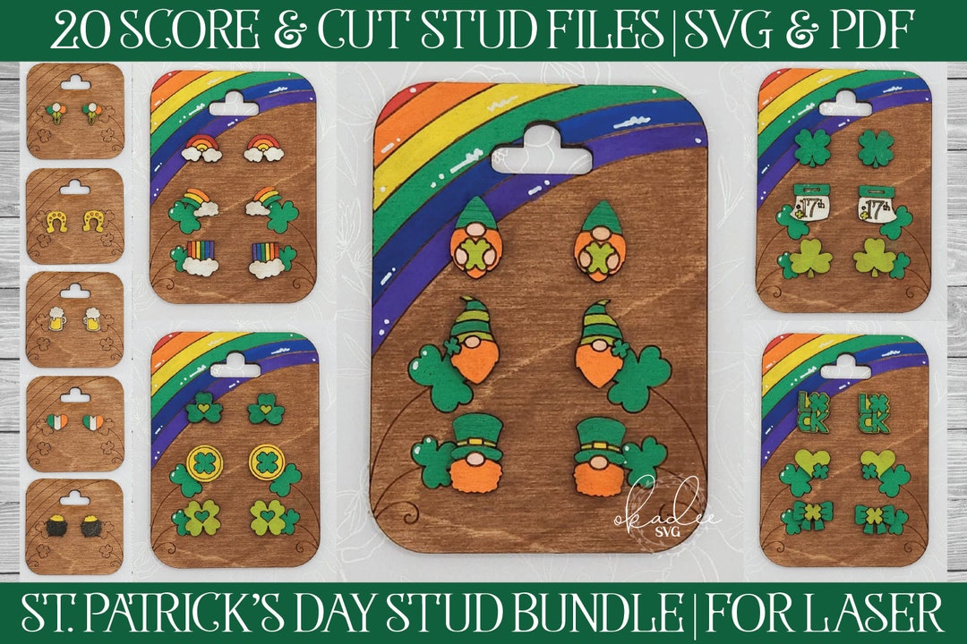 St. Patrick's Stud SVG, Stud Earring SVG, Laser Cut Stud Earring ...