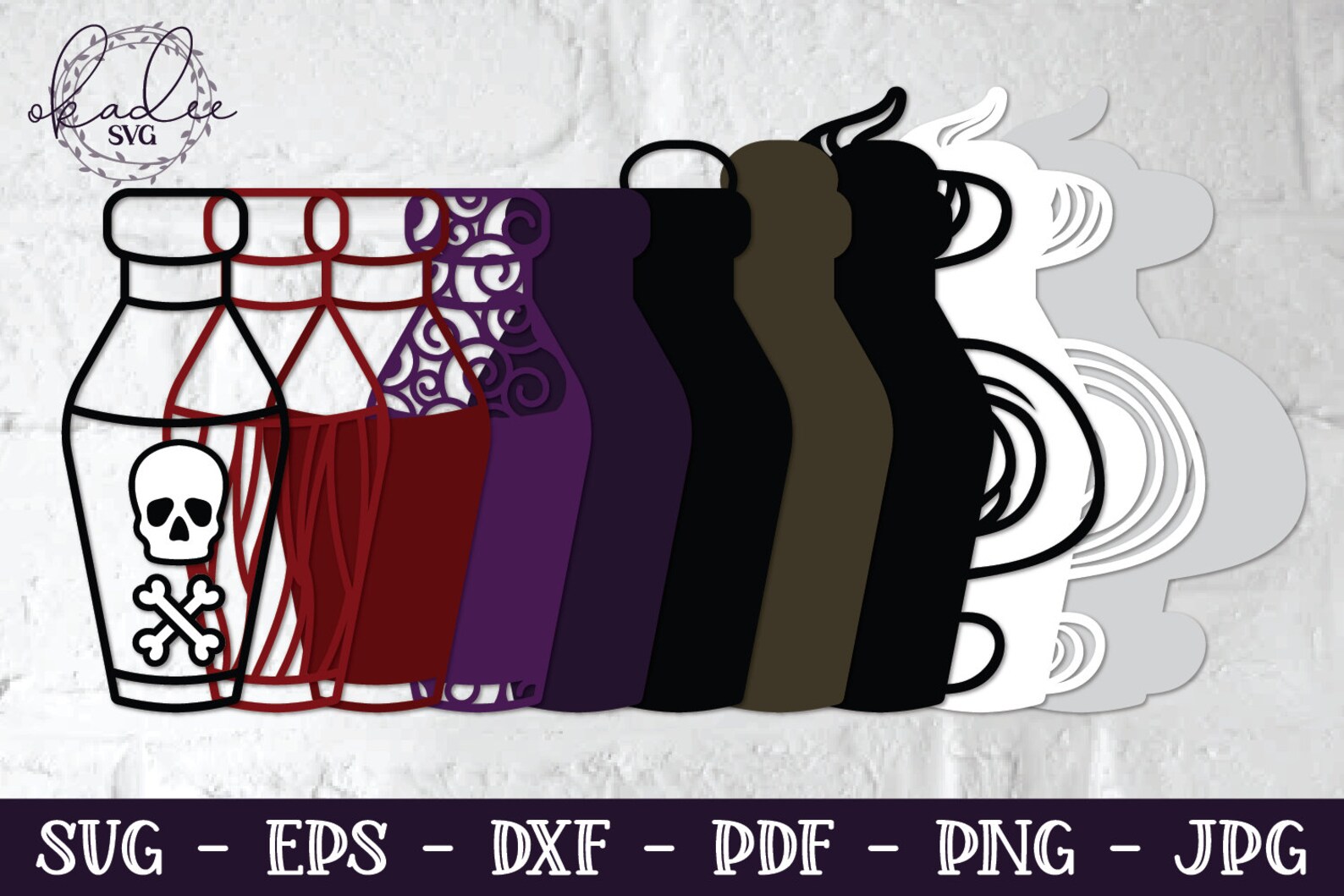 3D Poison Bottle SVG, 3D Halloween SVG, Halloween Shadowbox, 3D Mandala ...