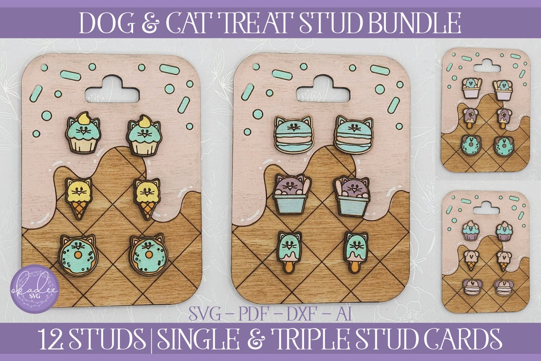 Cat Stud SVG, Stud Earring SVG, Laser Cut Stud Earring, Glowforge Stud ...