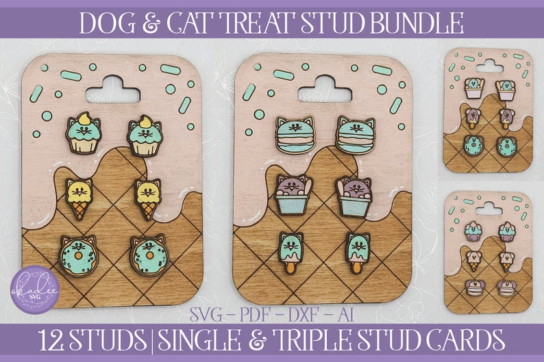 Cat Stud SVG Stud Earring SVG Laser Cut Stud Earring - Etsy