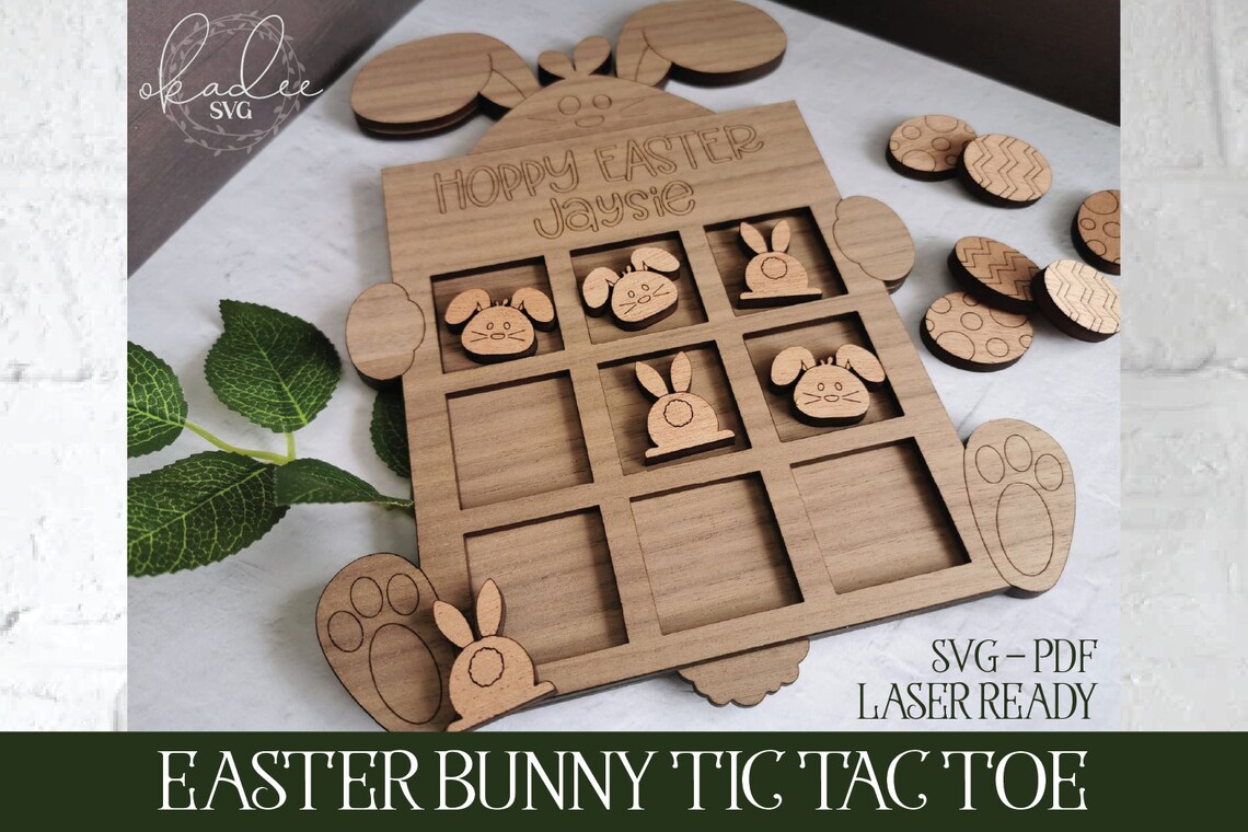 Laser Cut File Glowforge Easter Tic Tac Toe Easter Bunny - Etsy